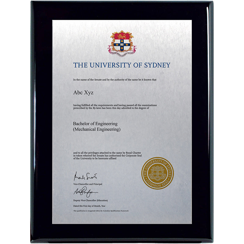 University of Sydney Plaque Prestige Black – GFP Graduations