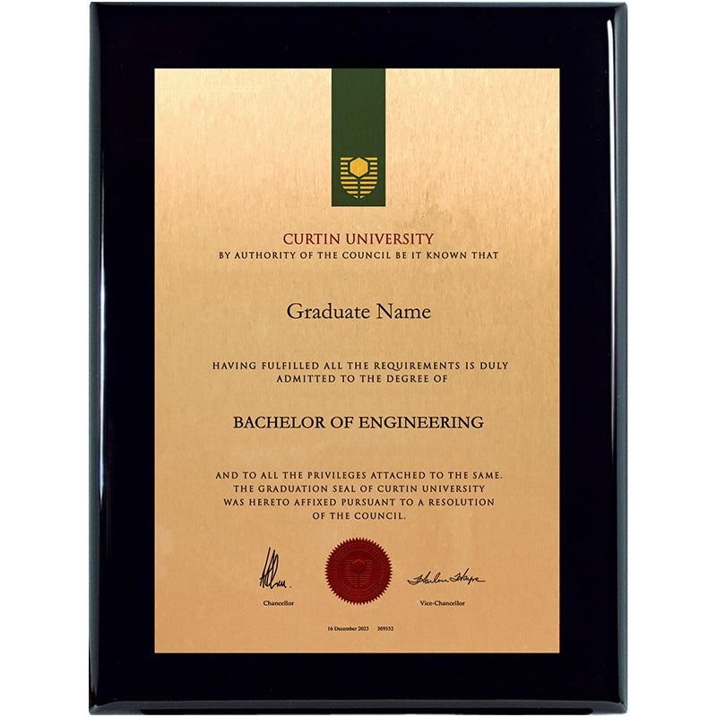 Curtin University Plaque Prestige Black – GFP Graduations