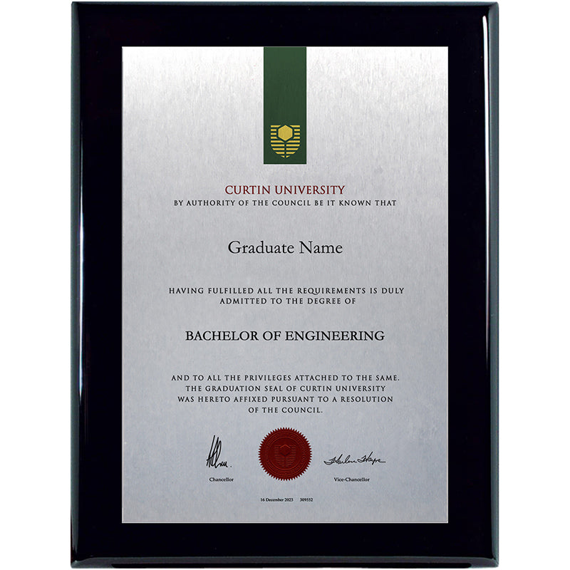 Curtin University Plaque Prestige Black – GFP Graduations