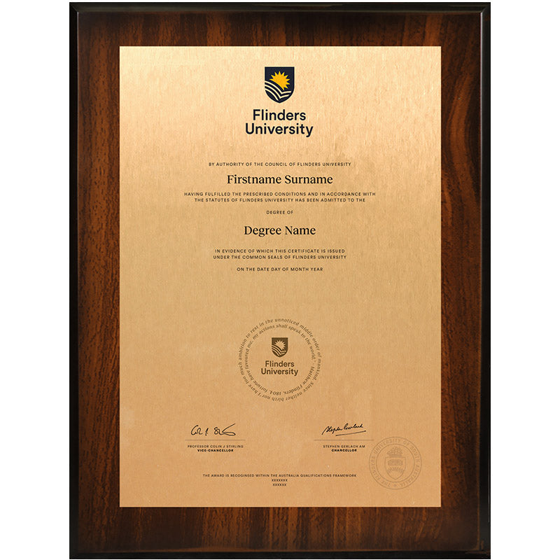 Flinders University Plaque Jarrah – GFP Graduations