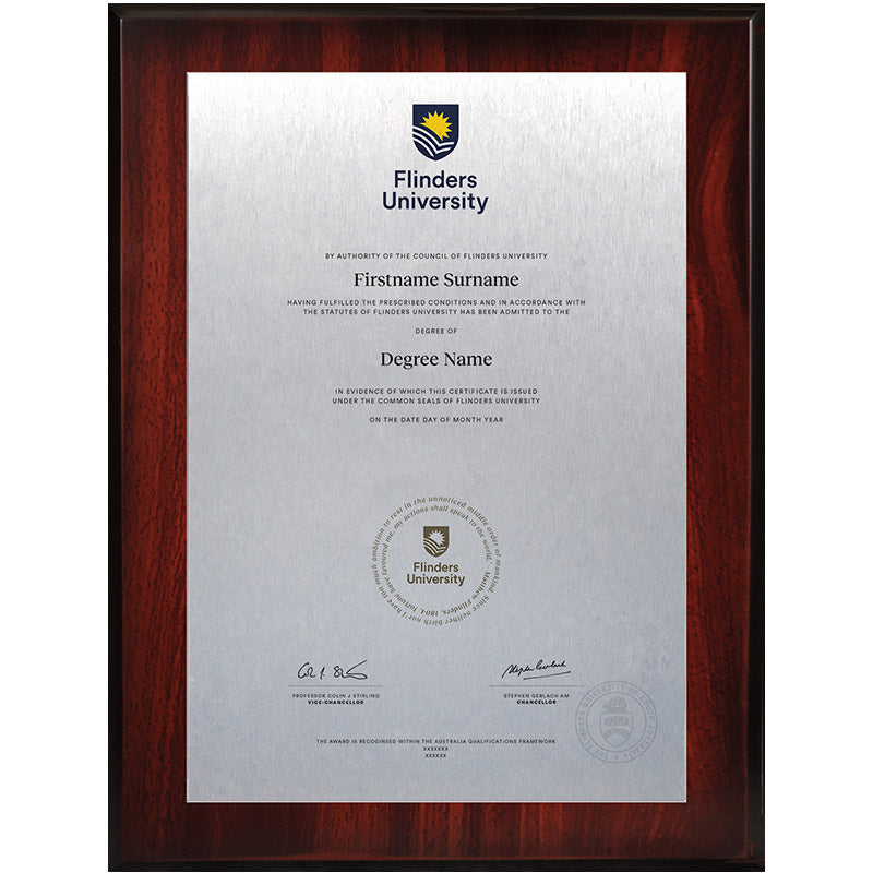 Flinders University Plaque Rosewood – GFP Graduations