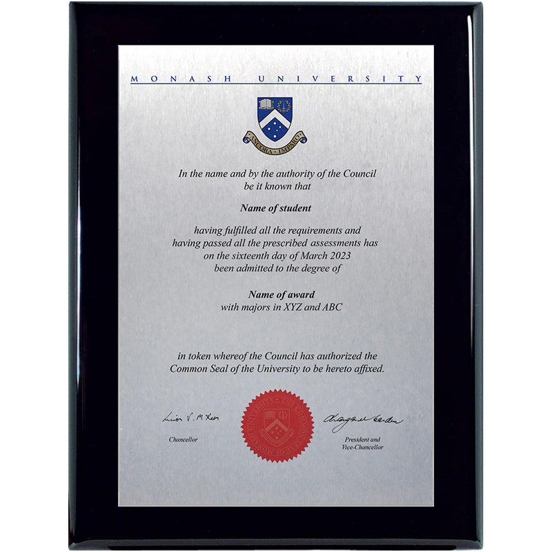 Monash Plaque Prestige Black – GFP Graduations