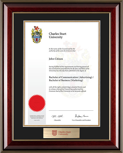 Charles Sturt University Testamur Frames – GFP Graduations