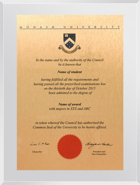 Monash University Plaques – Tagged "Monash"– GFP Graduations